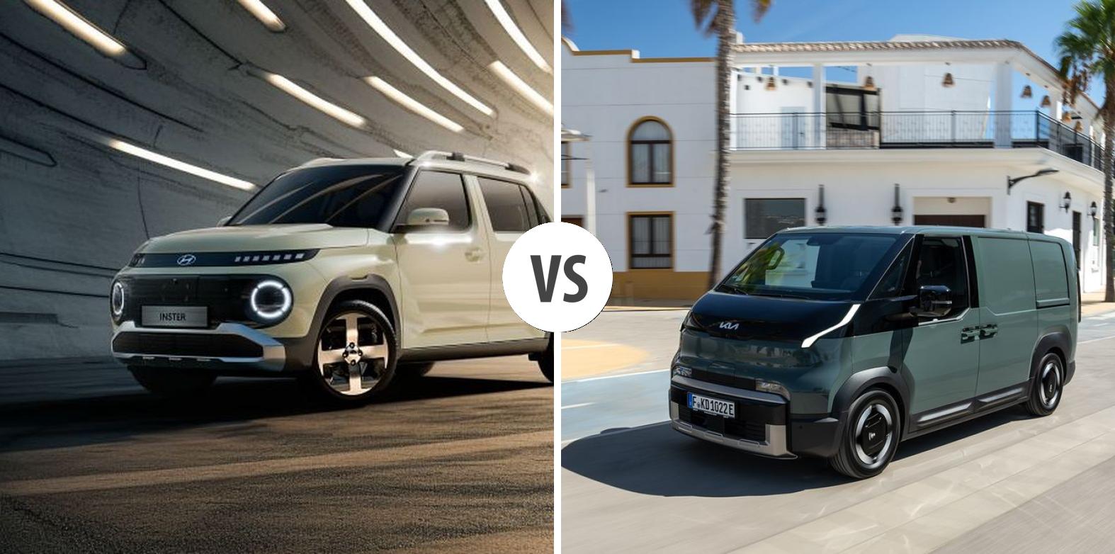 Hyundai Inster vs Kia PV5 comparison - differences, prices & technical data