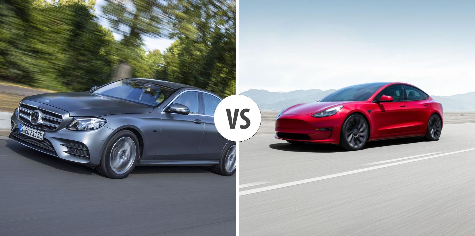 Mercedes E Class vs Tesla Model 3 - Differences and prices compared