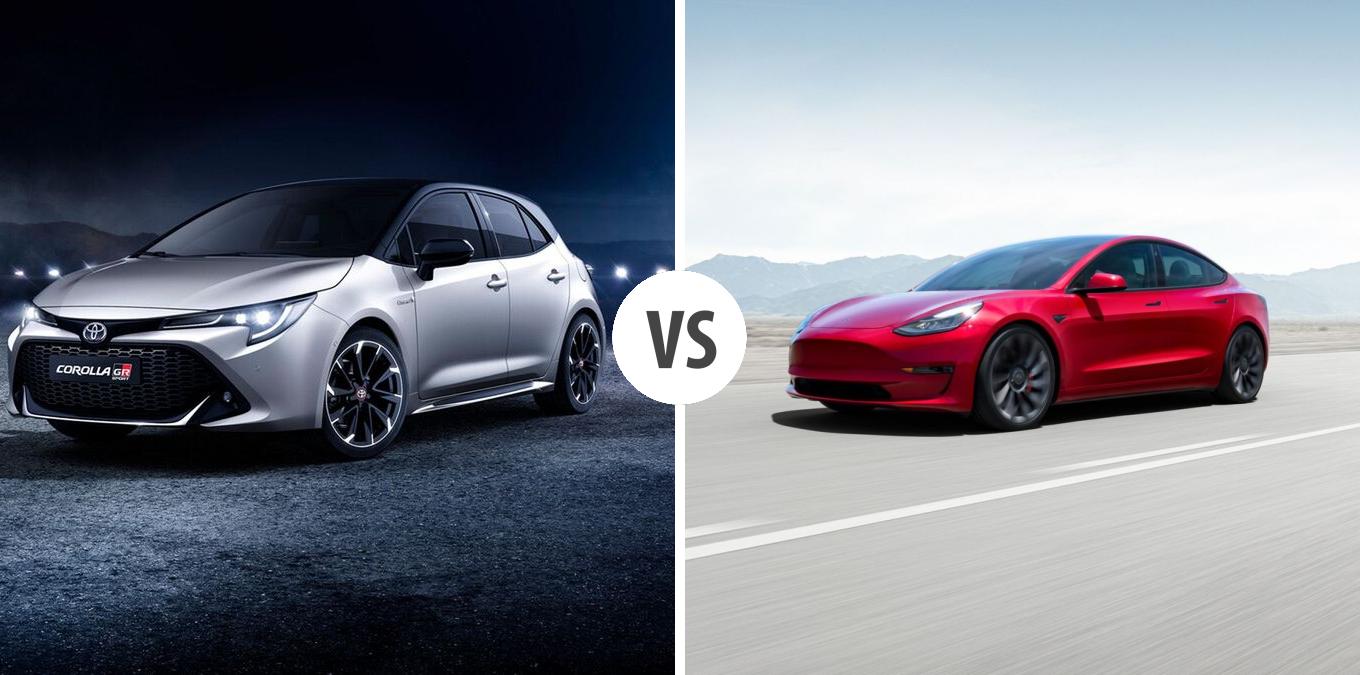 Toyota Corolla vs Tesla Model 3 - Differences and prices compared