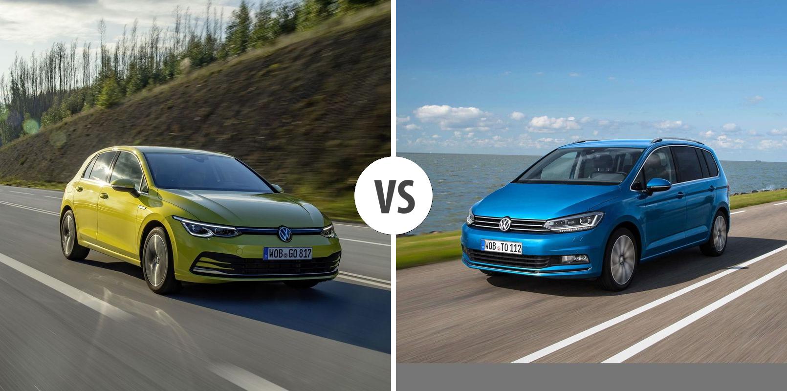 VW Golf vs VW Touran comparison - differences, prices & technical data
