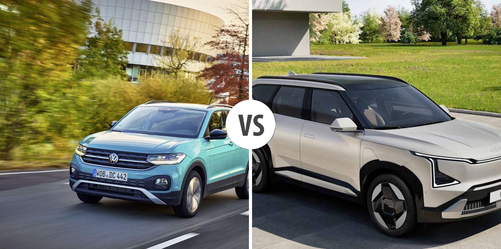 VW T-Cross vs Kia EV5 comparison - differences, prices & technical data